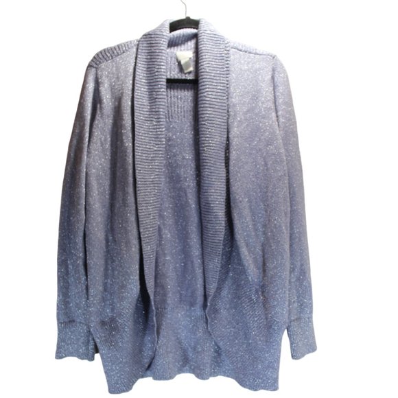 Chico's | Sweaters | Chicos Lavender Metallic Open Front Cardigan Size ...
